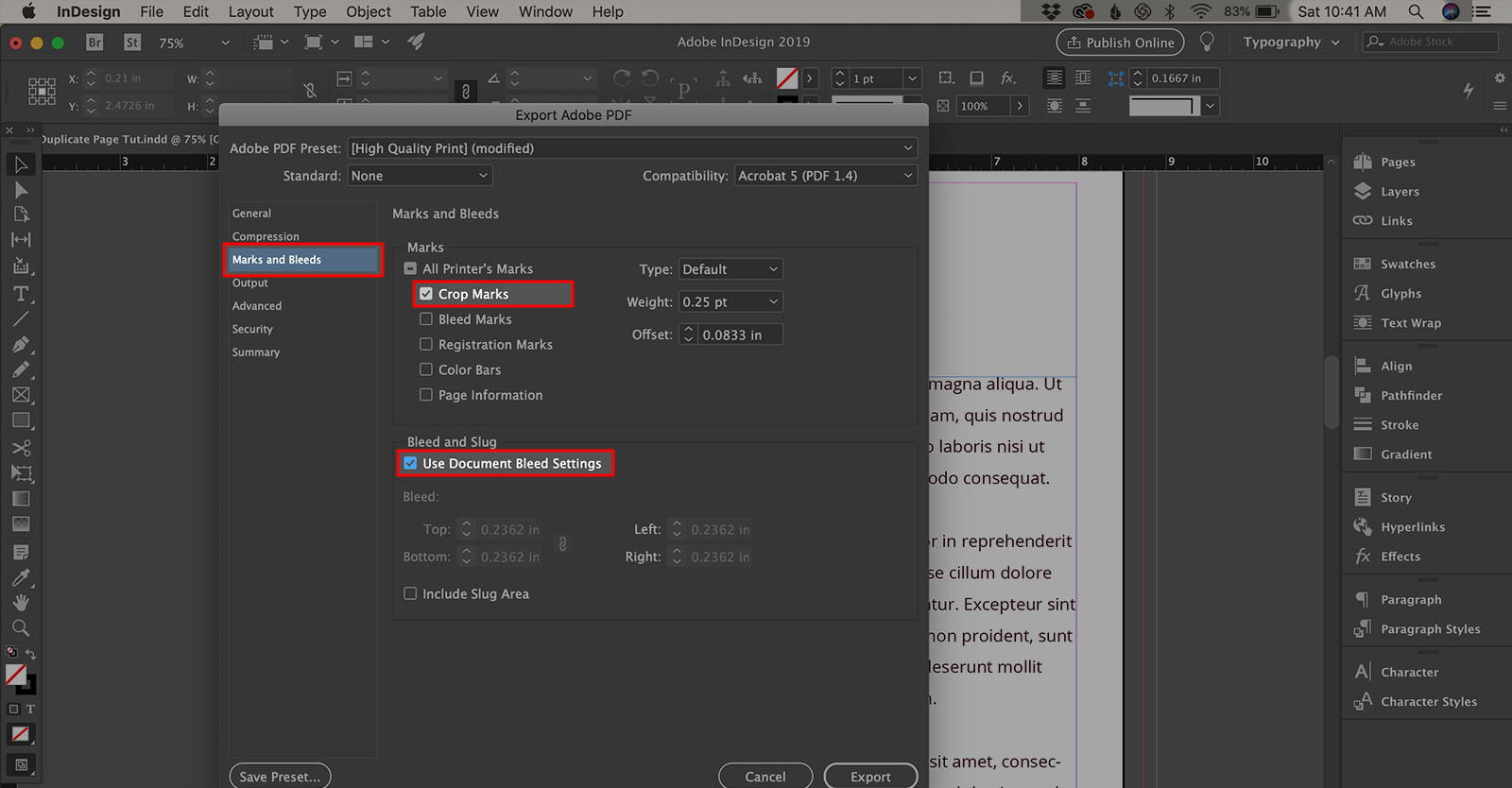 How to export PDF with crop marks in Adobe InDesign - imagy