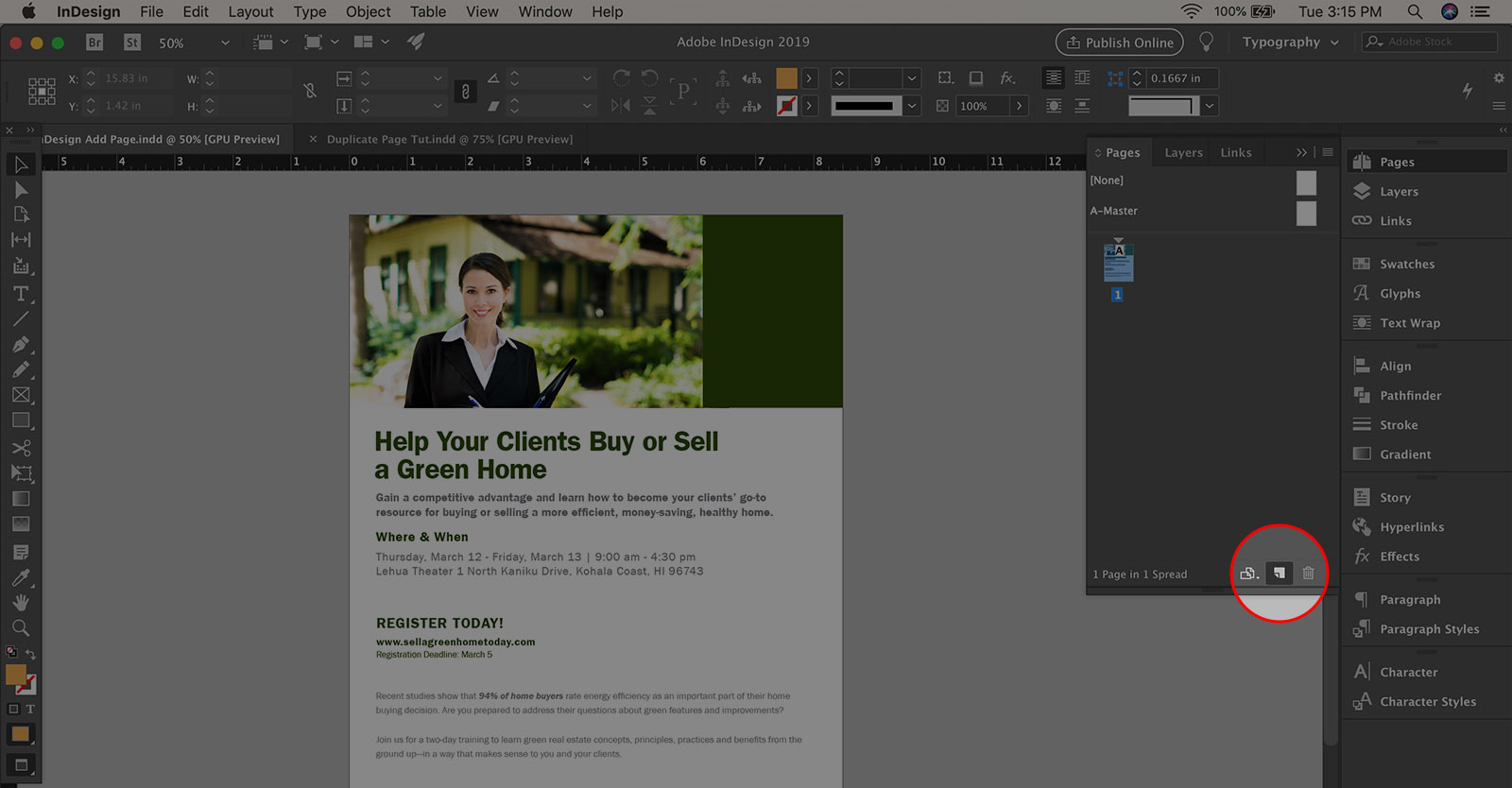 How to add a new page in Adobe InDesign - imagy