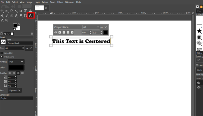 How to Center Text in GIMP