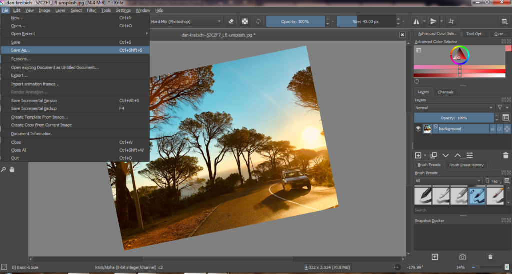 Guide - How to Rotate an Image in Krita